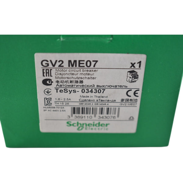 NEW Schneider Electric GV2ME07 Motor Circuit Breaker 1.6-2.5A 3P Therm ...