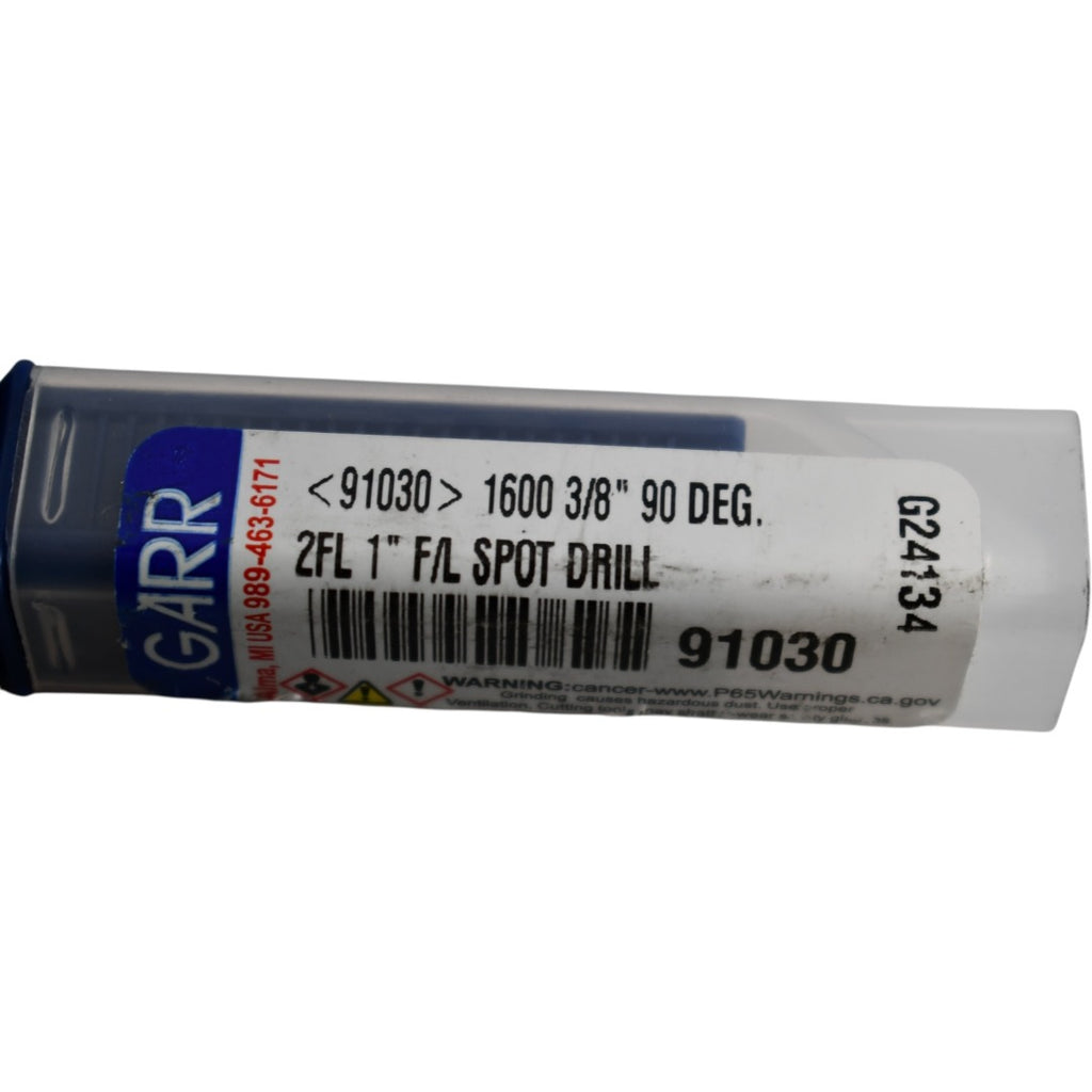 NEW GARR 91030 1600 3/8'' 90 Deg 2FL 1''FL Spot Drill Solid Carbide ...