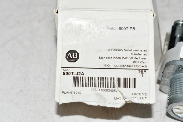 NEW Allen Bradley 800T-J2A 800T PB, 30mm Selector Switch, 3 Position S ...