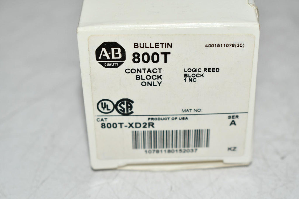 NEW Allen Bradley 800T-XD2R Contact Block, Logic Reed, 30mm Push Button ...