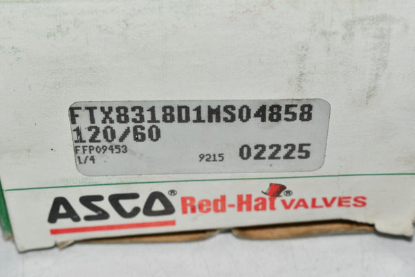 NEW Asco FTX8318D1MS04858 Red-hat Solenoid Valve Switch 120V