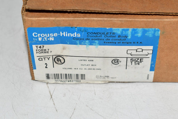 NEW EATON Crouse-Hinds Condulet T47 Type T Conduit Outlet Body, 1-1/4