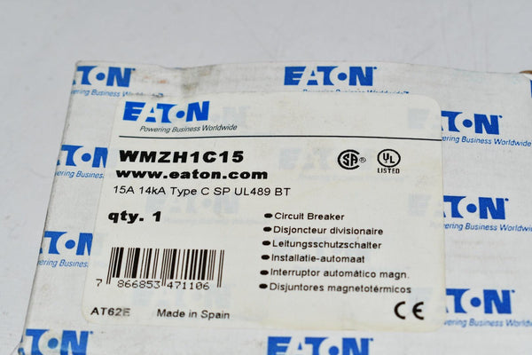 NEW Eaton Cutler-Hammer WMZH1C15 Miniature Circuit Breaker 15A 14kA Ty