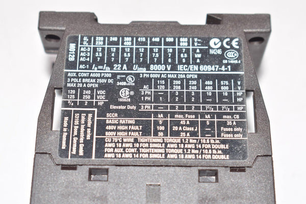 NEW Eaton Cutler Hammer XTCE012B10AD DILM12-10 Contactor 120VDC Moelle ...