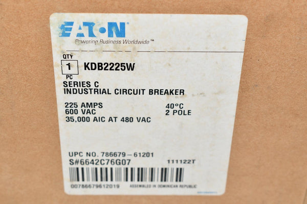 NEW Eaton KDB2225W MCCB Molded Case Circuit Breaker Series C 225A 600V ...