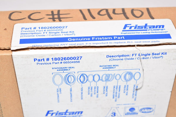 NEW Fristam Pumps 18026000027 FT Single Seal Kit – VB Industrial Supply
