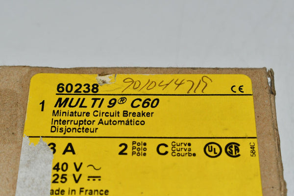 NEW Square D 60238 Miniature Circuit Breaker Multi 9 C60 3A 2 Pole – VB ...