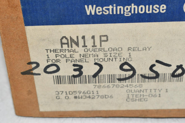 NEW Westinghouse AN11P THERMAL OVERLOAD RELAY 600VAC 1 Pole Nema Size ...