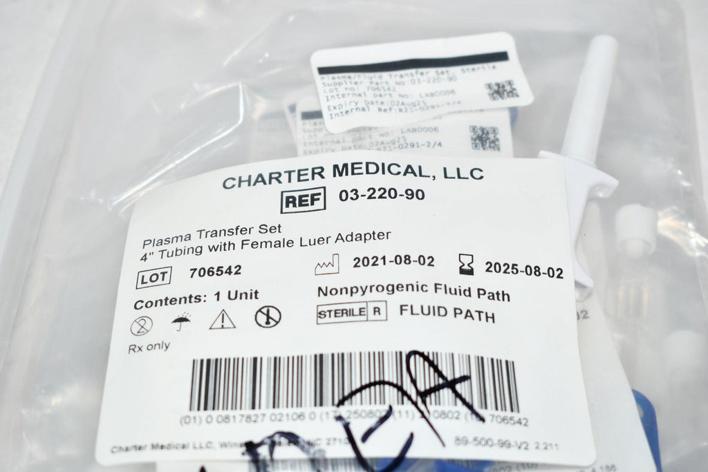 (10) NEW Charter Medical 03-220-90 Plasma/Fluid Transfer Set Female Lu ...