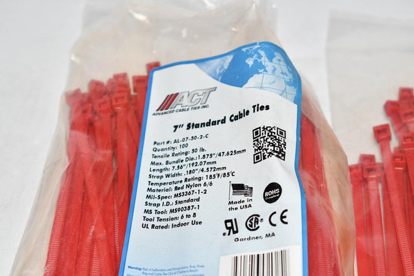2 Packs NEW Advanced Cable Ties AL-07-50-2-C Cable Locking Ties 7'' St ...