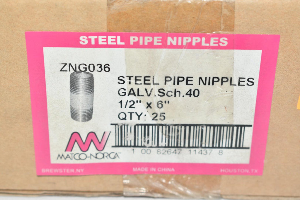 (25) NEW Matco-Norca ZNG036 Steel Pipe Nipple - Galvanized SCH 40 Mate ...