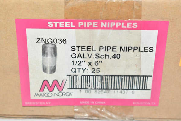 (25) NEW Matco-Norca ZNG036 Steel Pipe Nipple - Galvanized SCH 40 Mate ...