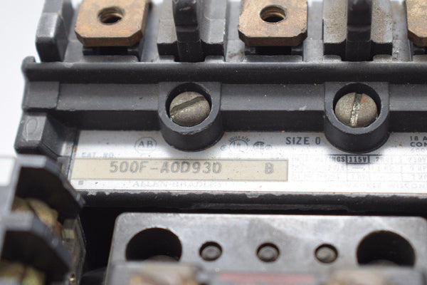 Allen Bradley 500F-AOD930 Size 0 Motor Starter With 120 Volt Coil Seri ...