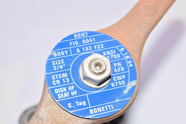 Bont, Part: 6041 Industrial Steel Globe Valve 3/4'' 2700 ANSI