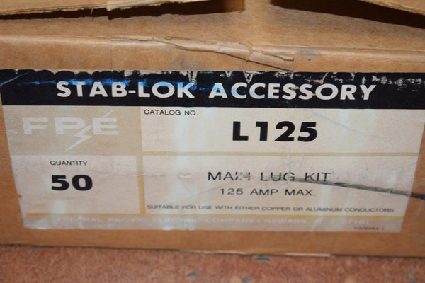 Box of 50 NEW FPE Federal Pacific L125 Main Lug Kit 125 Amp Max Circui ...