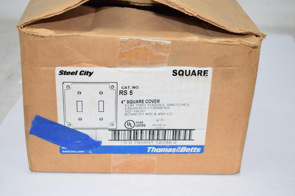 Box of 50 NEW Thomas & Betts RS-5 4SQ Square Box Surface Cover, 5 Cubi