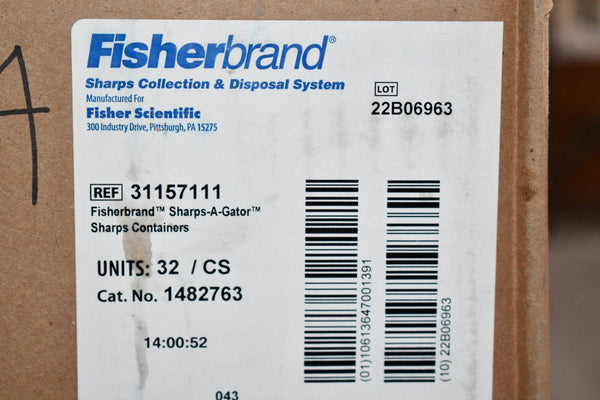 Case of 32 NEW Fisher Scientific 31157111 Sharps-A-Gator Sharps Contai ...