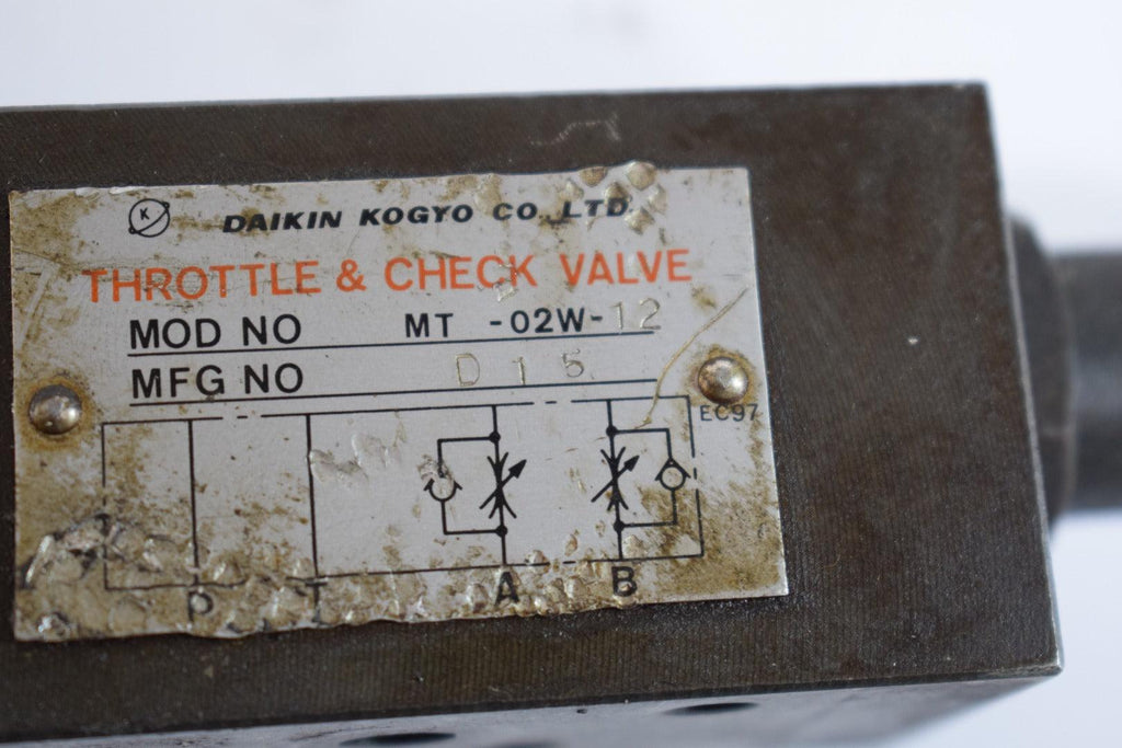 Daikin Kogyo MT-02W-12 throttle & Check Valve, Mori Seiki, CNC – VB ...