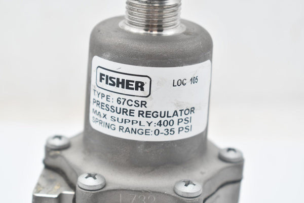 Fisher 67CSR Pressure Regulator Max Supply 400 PSI 0-35 PSI Spring Ran ...