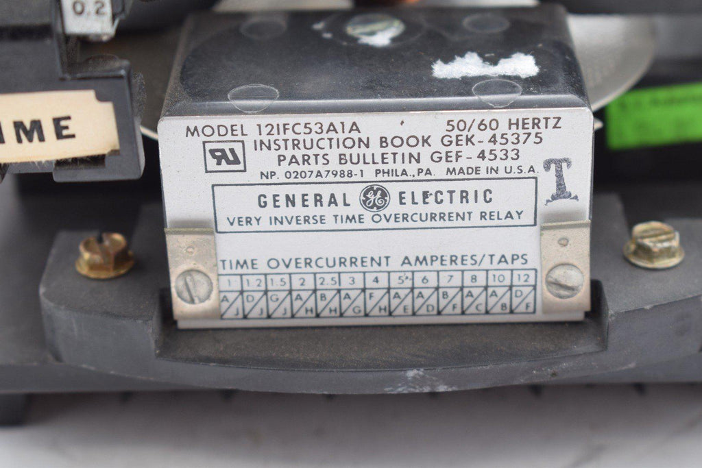 GE 12IFC53A1A IFC TIME Over Current Relay 50/60 Hertz – VB Industrial ...