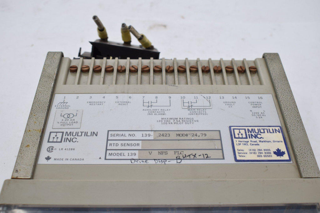 GE Multilin Model 139 Motor Protection Relay RTD Sensor LR41286 139-24 ...