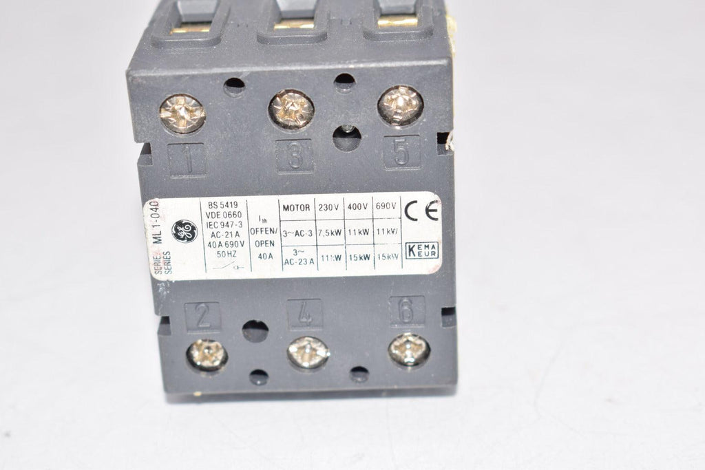 General Electric ML 1-040 Manual Motor Controller Switch 40 Amp 600VAC