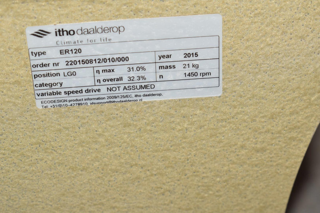 Itho Daalderop ER120 Centrifugal Vent/ Blower 1450 RPM 21kg Mass W/ AB ...