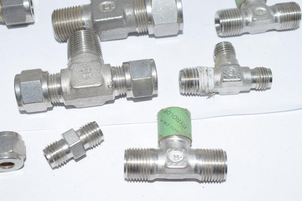Mixed Lot of 13 NEW Hoke Gyrolok & Others 3-Way Tee Fittings, Straight ...