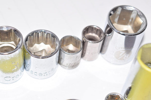 Mixed Lot of 20 Sockets Metric & SAE Mixed Sizes, Stanley, Crescent, C