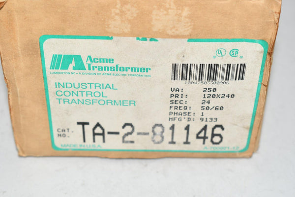 NEW Acme Electric TA-2-81146 Transformer Control 250VA 120x240 24V 1 P ...