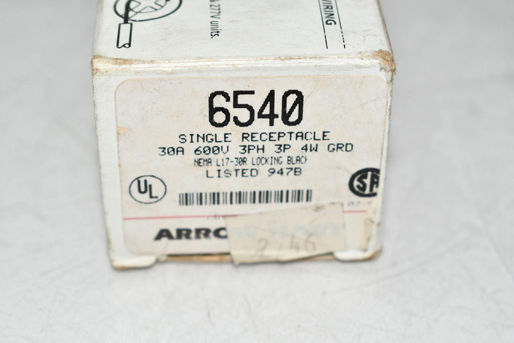 NEW Arrow Hart 6540 NEMA L17-30 R Locking Flush Receptacle 30A 600V 3 ...