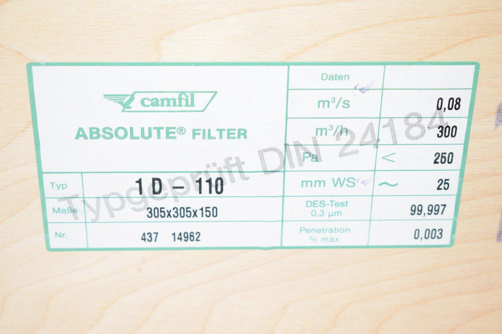 NEW Camfil 1D-110 43714962 305 x 305 x 150 Absolute Filter – VB ...