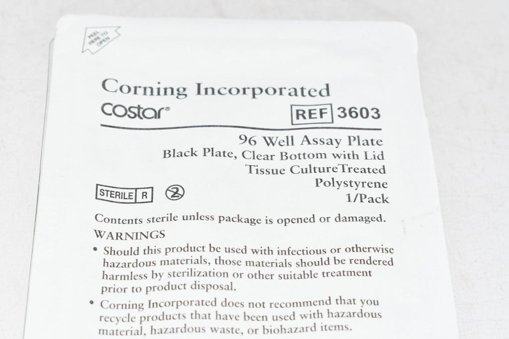 NEW Corning 3603 96-well plate black transparent flat bottom with lid