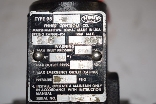 NEW Fisher Controls Type 95 L, 250 PSI MAX Pressure Relief Valve – VB ...