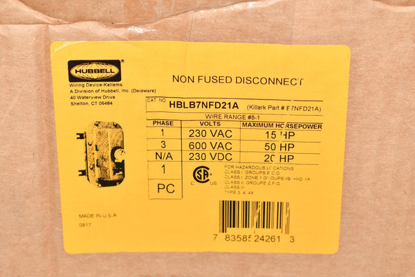 NEW Hubbell HBLB7NFD21A Disconnect Switch Lever, Lever Operated 100, 1 ...