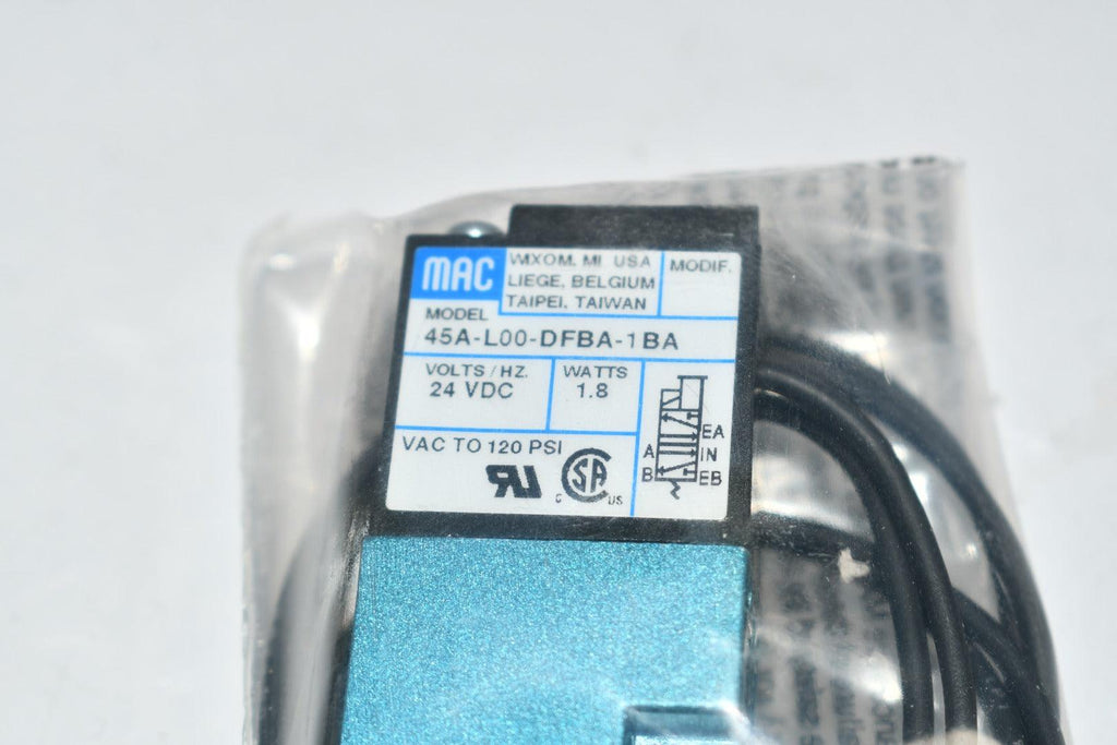NEW MAC Valves 45A-L00-DFBA-1BA SOLENOID VALVE 45 SERIES 4-WAY POPPET