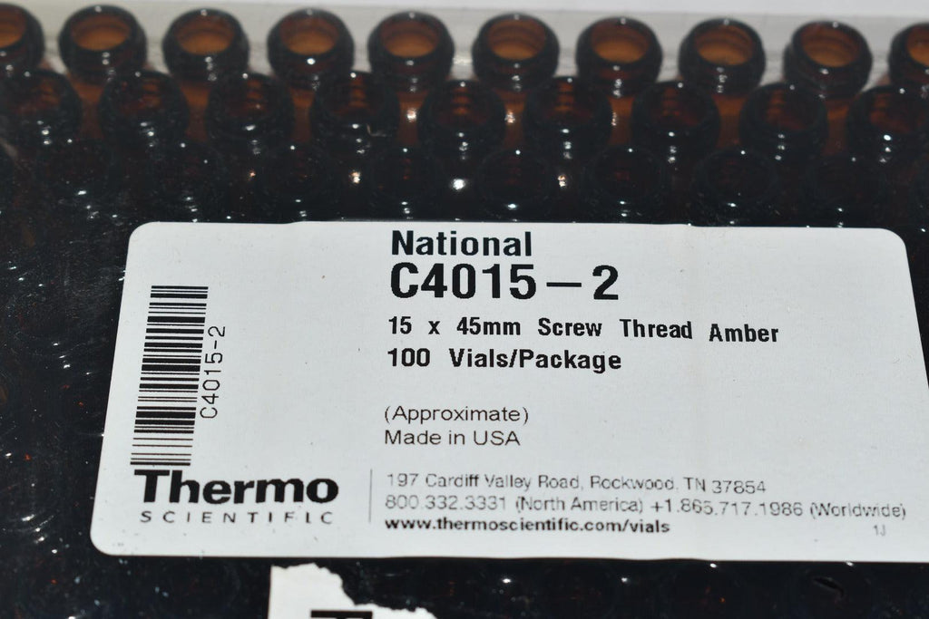 NEW National Scientific C4015-2 Amber Glass Screw Thread Vialswith Fla ...