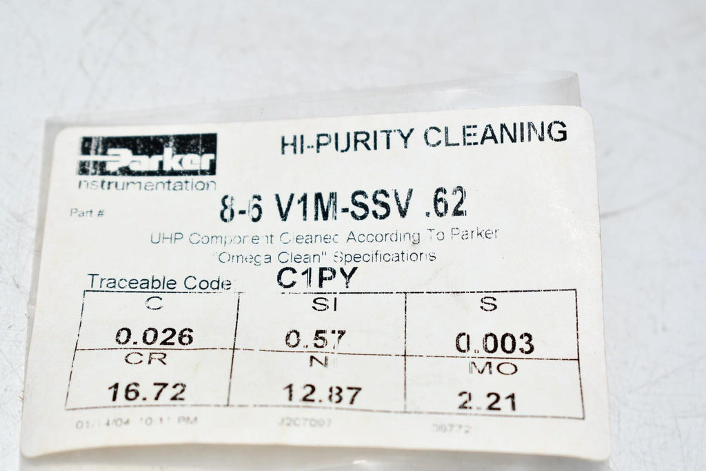 NEW Parker 8-6 V1M-SSV .62 Veriflo VacuSeal Gland – VB Industrial Supply