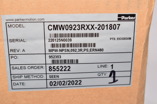 NEW Parker CMW0923RXX-201807 REV: A Rotary Servo Motor – VB Industrial ...