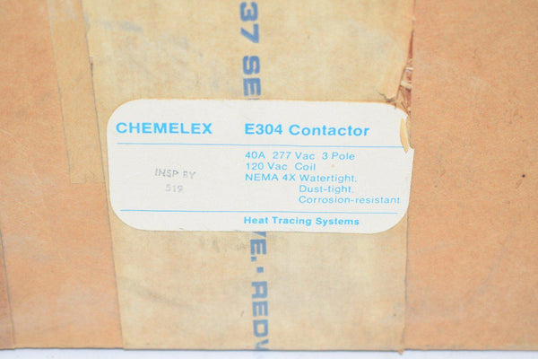 NEW RAYCHEM CHEMELEX E304 CONTACTOR 40A 3P 120V COIL 277VAC