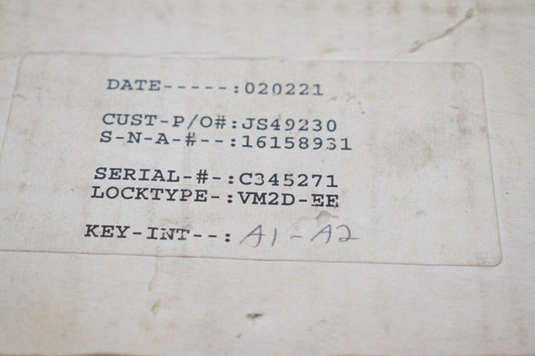 NEW Schneider Lock & Key VM2D-EE C345271 – VB Industrial Supply