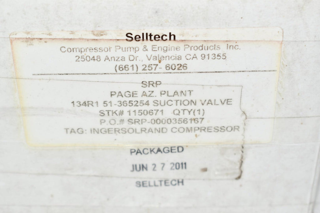 NEW Selltech 134R1 51-365254 Air Compressor Suction Valve – VB ...