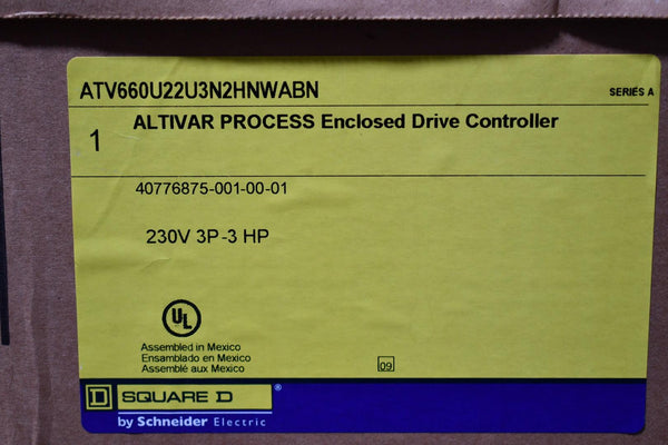 NEW Square D ATV660 ALTIVAR Process Enclosed Drive 230V 3P 3HP ATV660U
