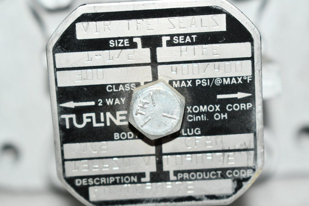 NEW Tufline FM T090972 1-1/2'' PTFE Plug Valve 300Lb socket Weld 1366S