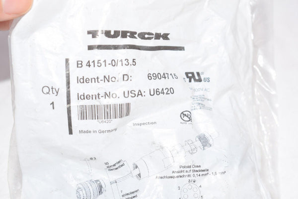 NEW Turck B4151-0/13.5 Wireable Female Field Connector – VB Industrial ...