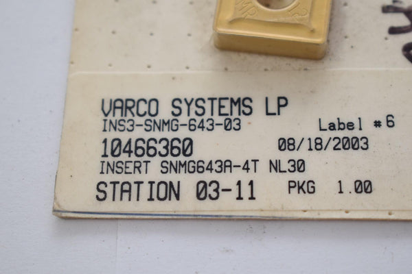 NEW Varco Systems SNMG643A-4T NL30 Grade Carbide Insert