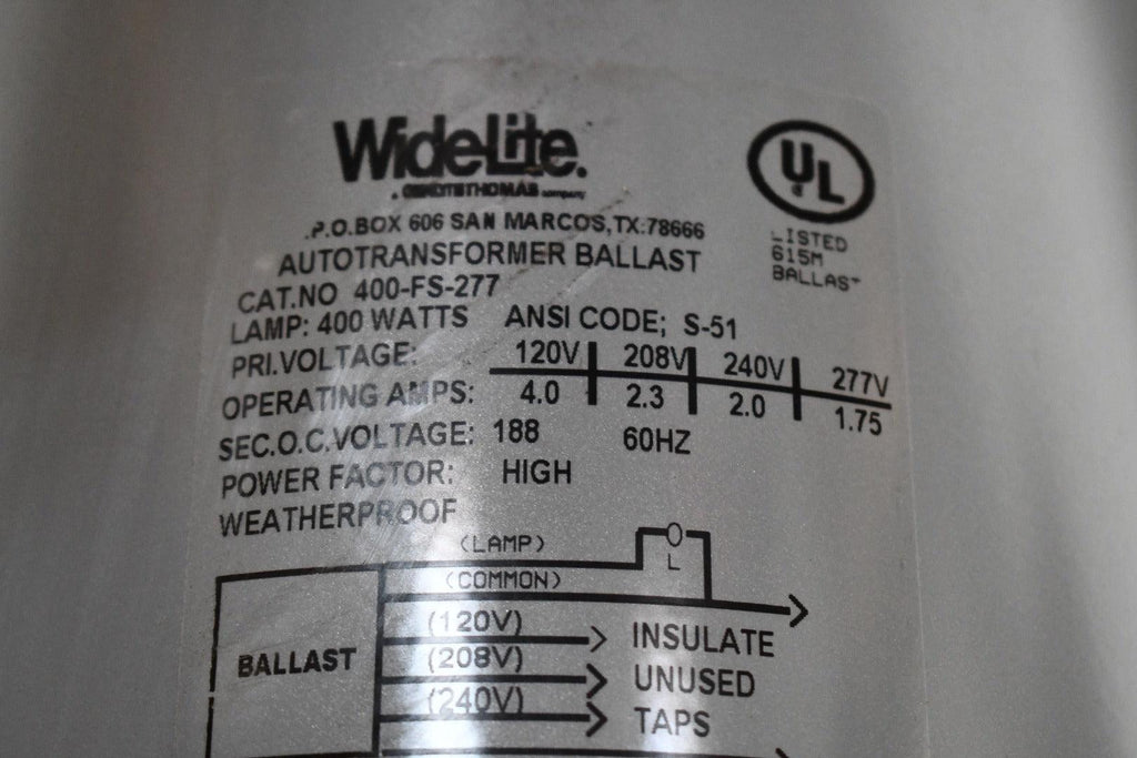 NEW Wide-lite 400-FS-277-GR S-51 400w Hps 120/208/240/277v-ac Ballast