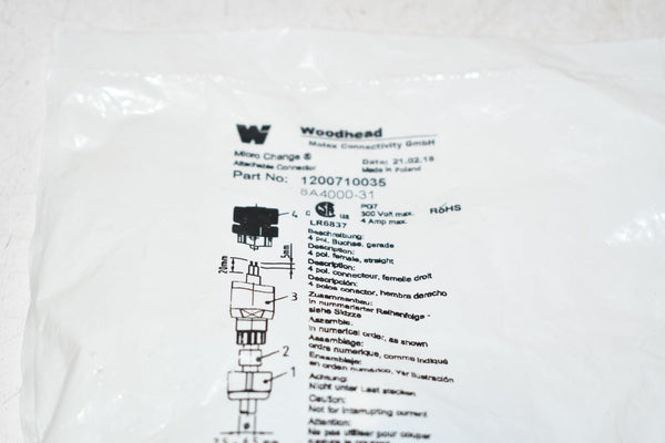 NEW Woodhead 1200710035 4 Position Circular Connector Plug, Female Soc ...