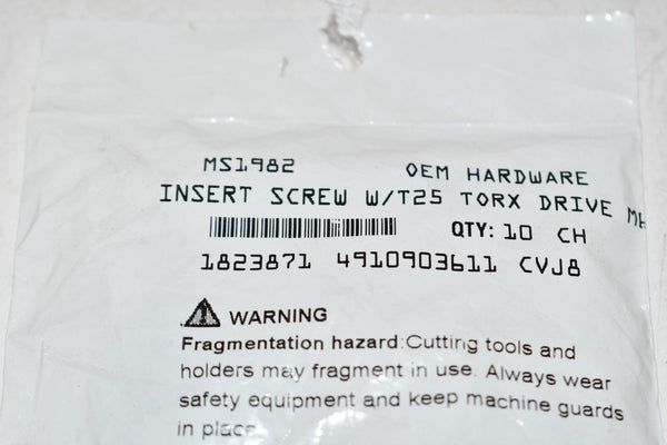Pack of 10 NEW MS1982 Insert Screw T25 Torx Drive – VB Industrial Supply