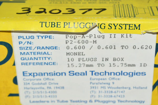 Pack of 10 NEW Pop-A-Plug II P2-600-M Expansion Seal Monel 0.600 – VB ...
